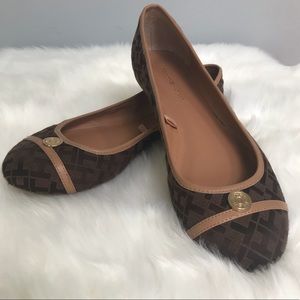 Tommy Hilfiger | Shoes | Tommy Hilfiger Brown Monogram Flats | Poshmark
